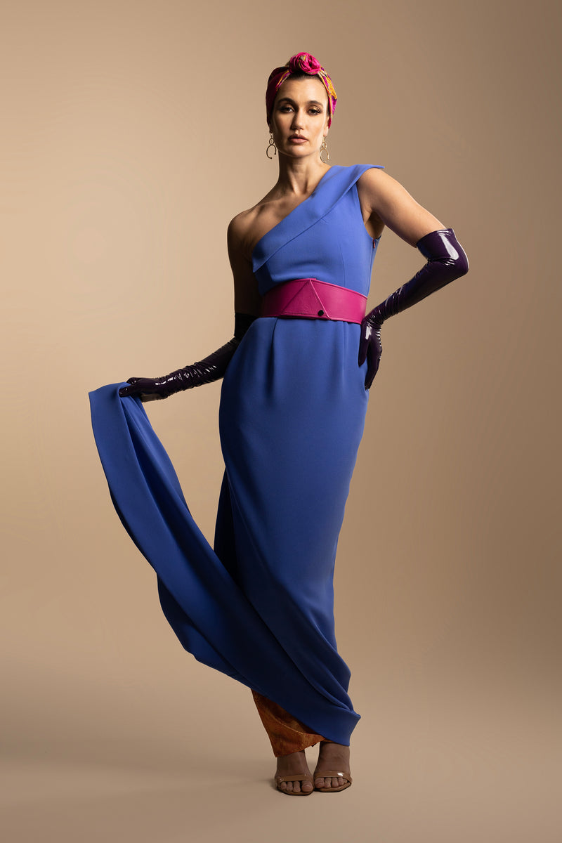 Michelle Asymmetric Shoulder Concept Evening Gown – Emile Vidal Carr